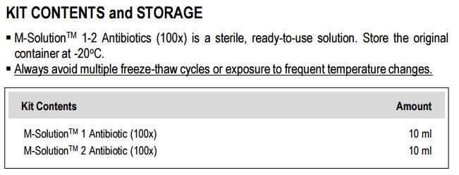 M-Solution 1-2 Antibiotic (100X) - Cell Culture - Life Sciences